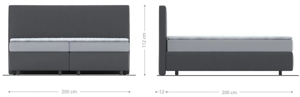DELIFE Boxspring postel Dream-Well mikrovlákno béžová 200x200 cm s taštičkovou pružinovou matrací a visco topperem
