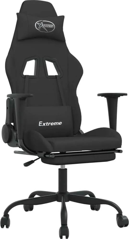vidaXL Herní židle s podnožkou textil [3143725] Barva: Černá a světle zelená