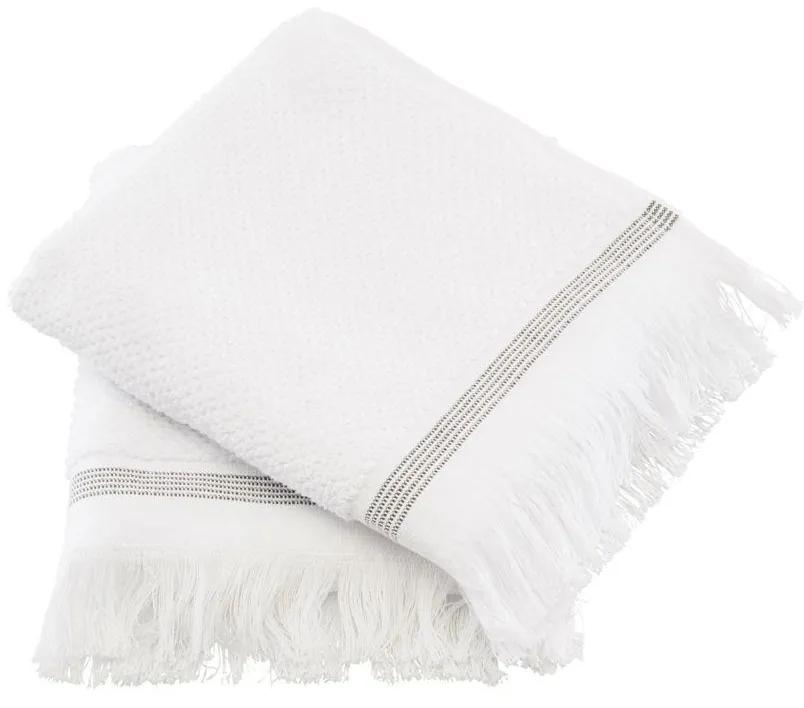 meraki Ručník z organické bavlny White 60x40 - set 2 ks, šedá barva, bílá barva, textil