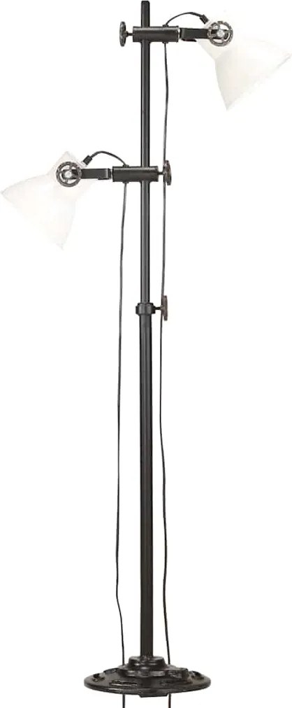 Podlahová lampa se 2 svítidly bílá E27 litina 320586