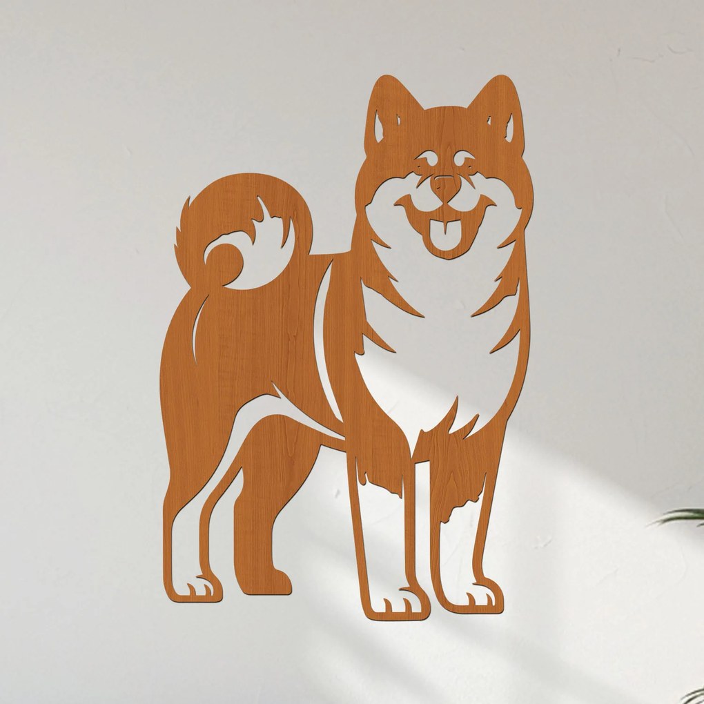 dřevo života Dřevěný obraz psa AKITA INU Zvolte rozměr (cm): 27x40, Zvolte barvu dekoru: Černá