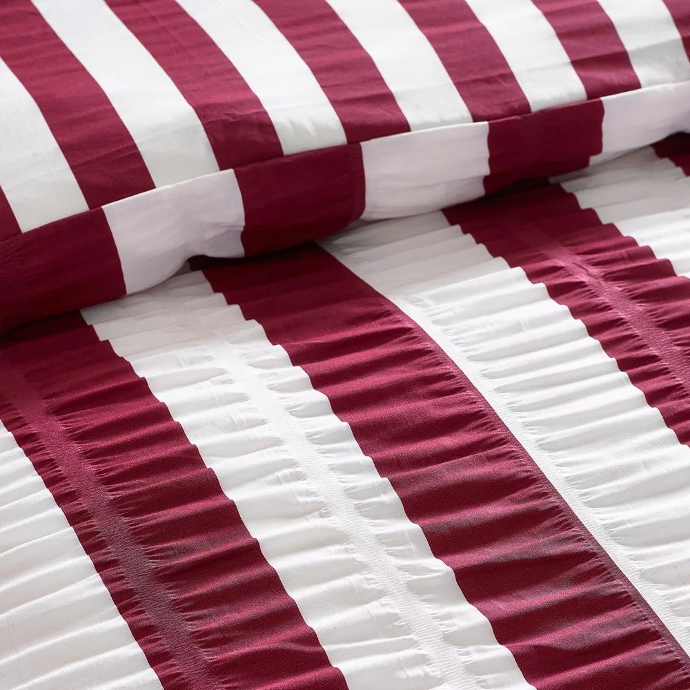Tmavě fialové povlečení na dvoulůžko 200x200 cm Seersucker Frill Stripe – Catherine Lansfield