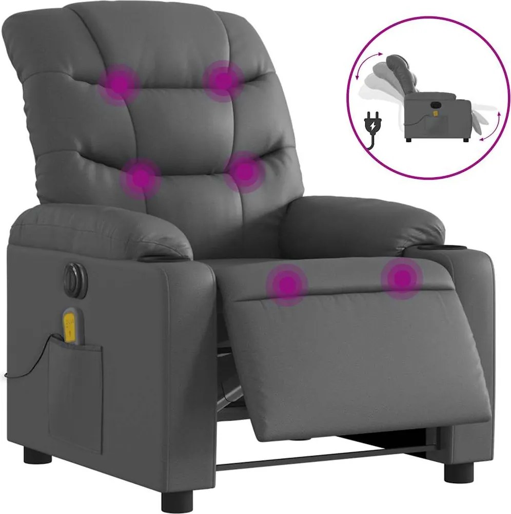 Elektrické masážní polohovací křeslo šedé umělá kůže 3206595