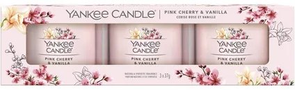 Yankee Candle Sada Votivní svíčky ve skle Pink Cherry Vanilla, 3 x 37 g