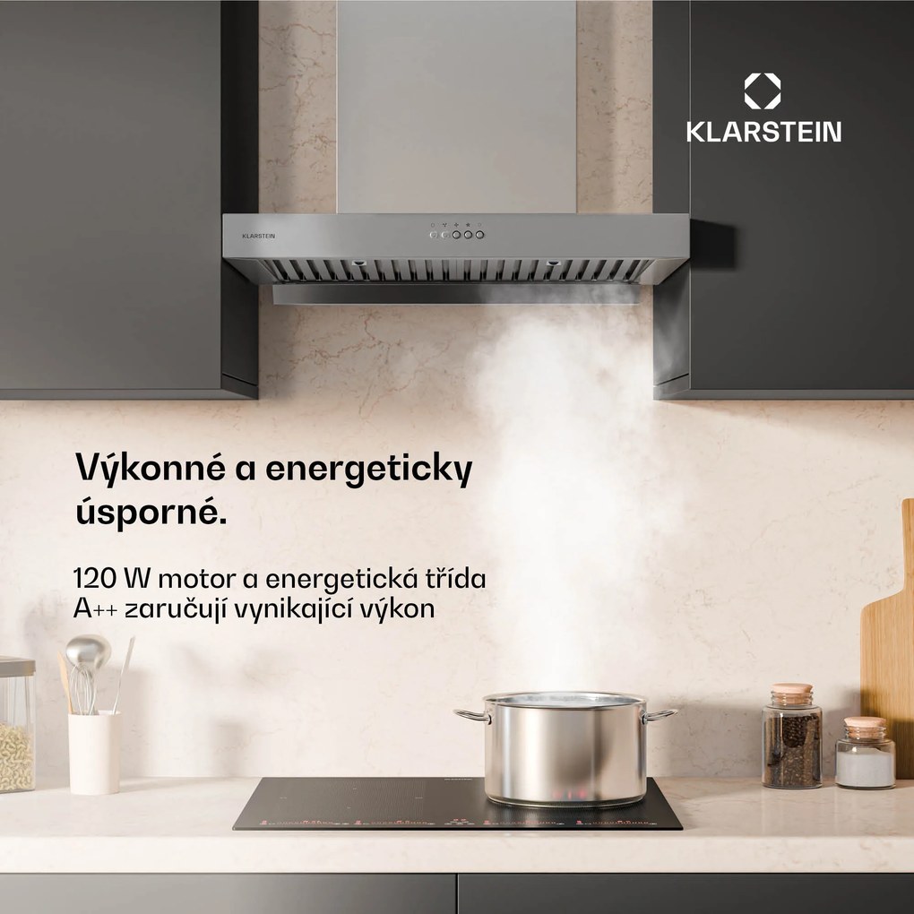 Klarstein AeroClean digestoř, 721 m³/h, 4 úrovně, EEK A++, odsávání/recirkulace vzduchu
