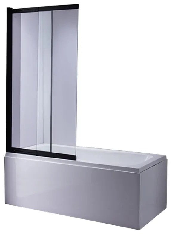 BPS-koupelny Dvoudílná vanová zástěna HYD-PR07 100x150 černá/transparent