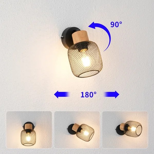 Brilagi - Nástěnné bodové svítidlo BASKLITE 1xE27/15W/230V dřevo/černá