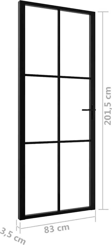 Interiérové dveře ESG sklo a hliník 83 x 201,5 cm černé 151203
