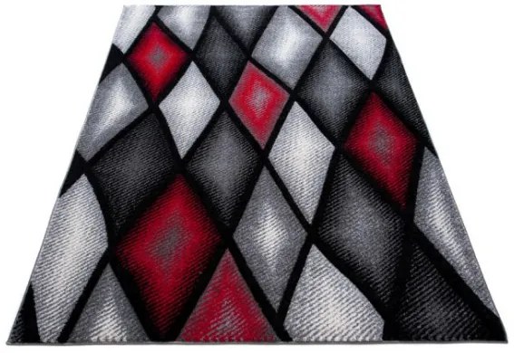Koberec Sumatra J373B Diamond černý, šedý, červený