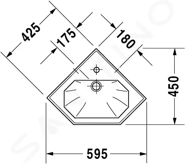 DURAVIT - 1930 Umývátko s přepadem, 595x450 mm, bílá (0793420000)