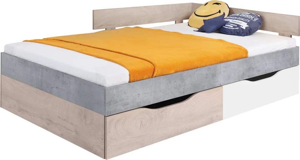 Jednolůžko SIGMA SI 15 L/P | 90x200 cm | UNI provedení | beton/bílá/dub