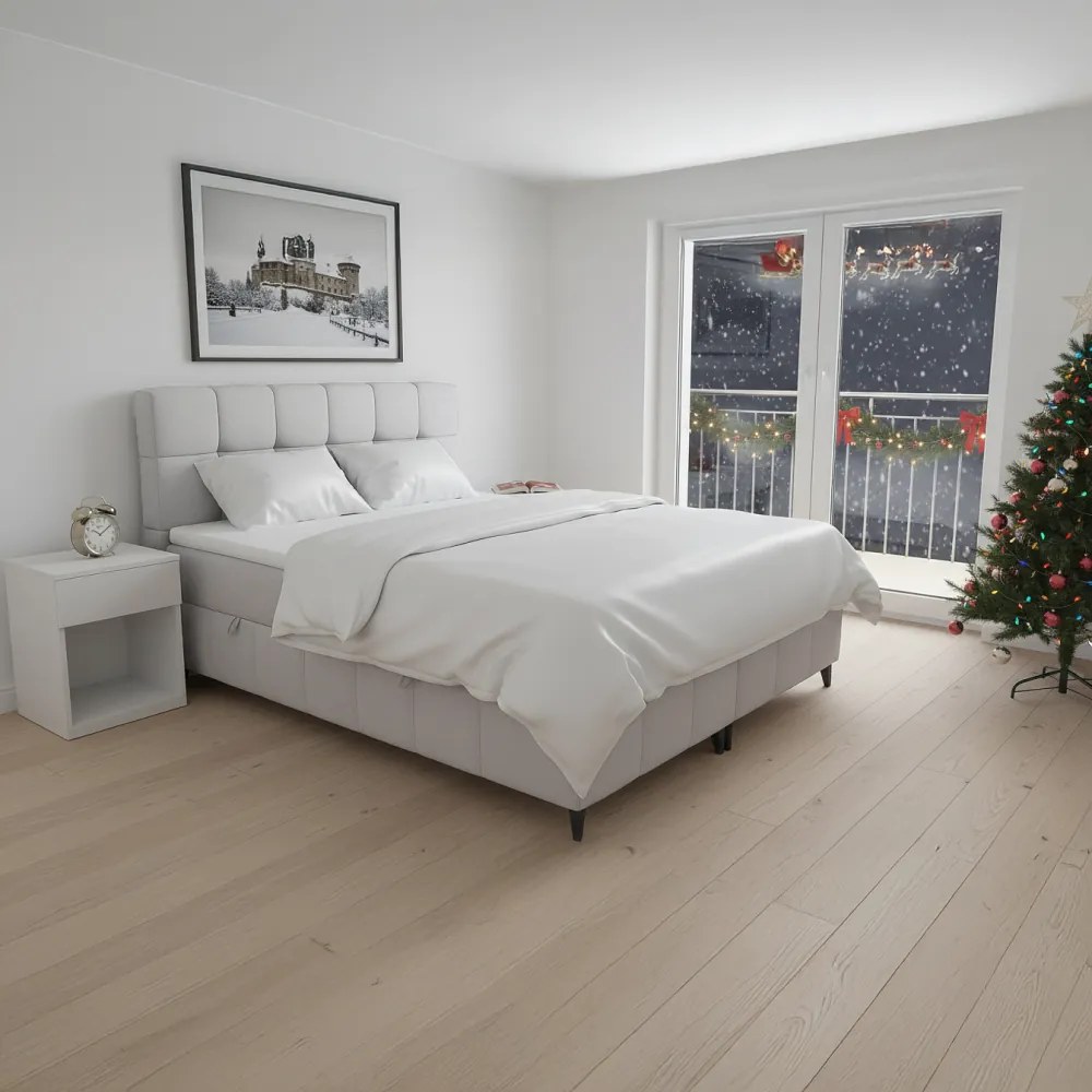 Boxspringová postel, 180x200, světle šedá, ALMA