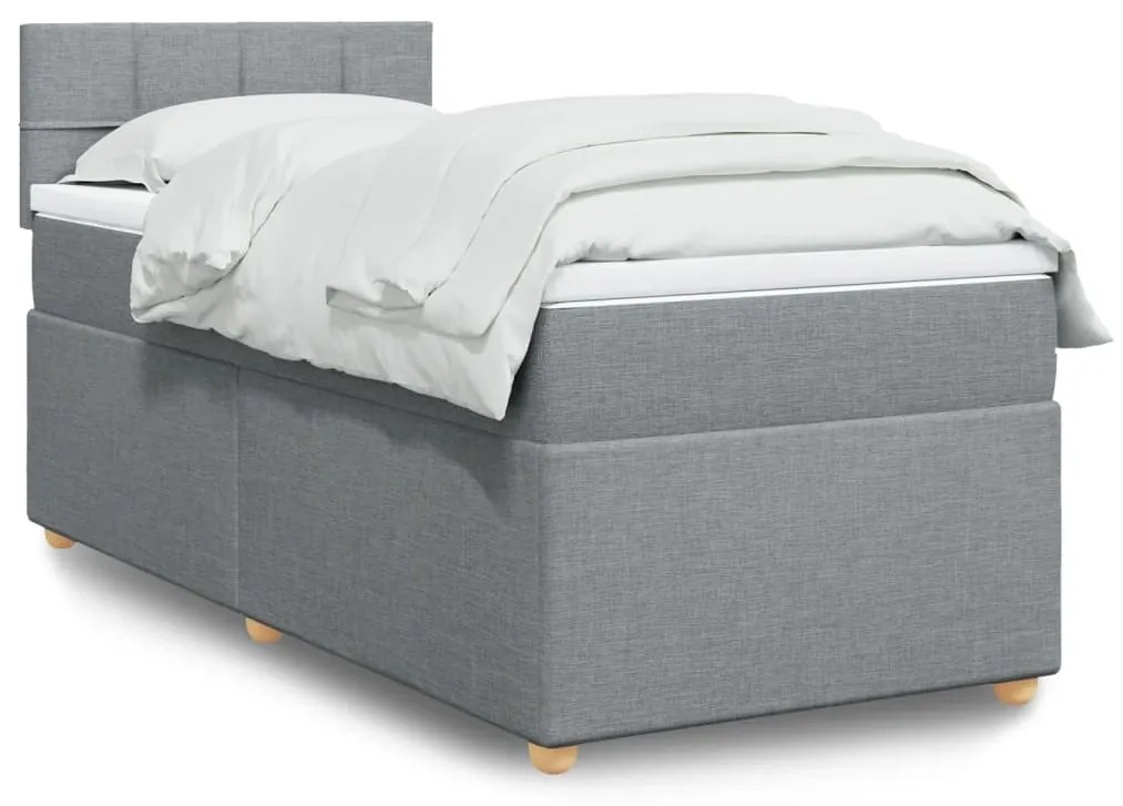 Box spring postel s matrací světle šedý 100 x 200 cm textil