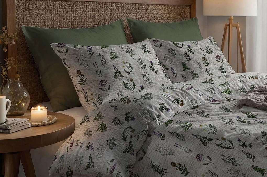 Krepové prodloužené povlečení Léčivá zahrada Velikost: 140 x 220 + 70 x 90