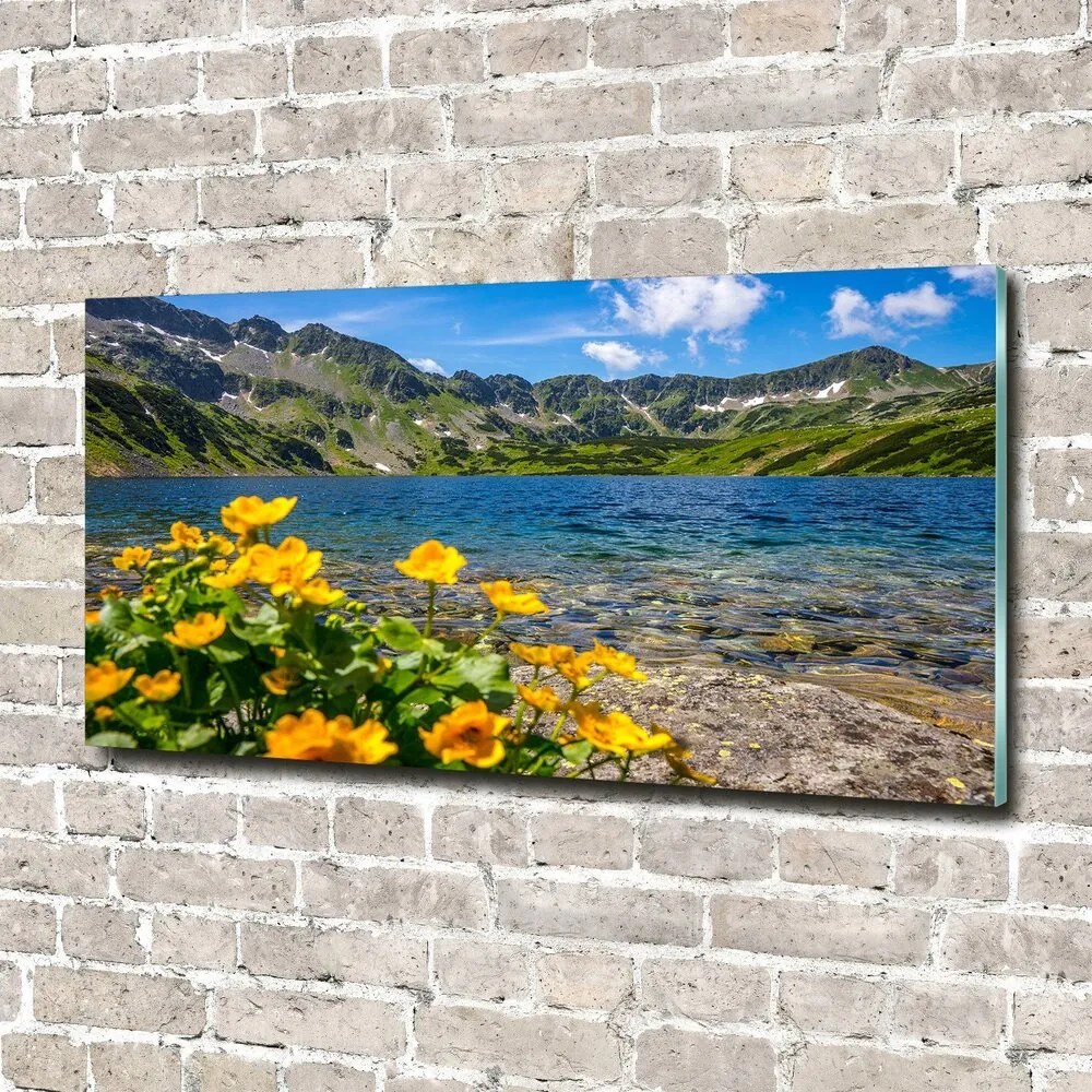 Wallmuralia Fotoobraz na skle Jezero v horách 140x70 cm
