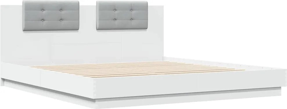 Rám postele s čelem bílý 200 x 200 cm kompozitní dřevo 3209891
