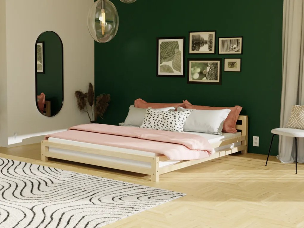 Benlemi Dvoulůžková postel MODERN Zvolte barvu: Nelakovaná, Zvolte rozměr: 160 x 200 cm