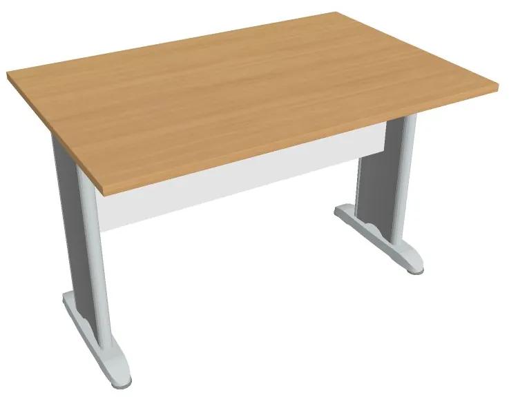Stůl jednací rovný 120 cm - Hobis Cross CJ 1200 Dekor stolové desky: buk, Dekor lamino podnože: bílá, Barva nohou: Stříbrná