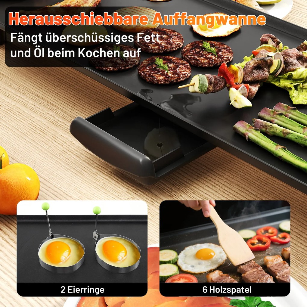 Costway 70 cm Elektrická grilovací deska Teppanyaki Gril Nepřilnavý povrch