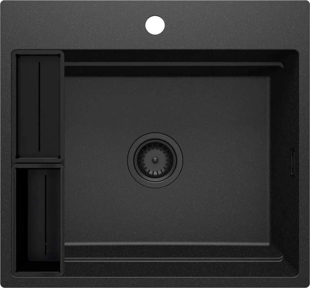 Deante Magnetic, 1-komorový granitový dřez 560x520x220mm, grafitová metalíza, DEA-ZRM_G10A