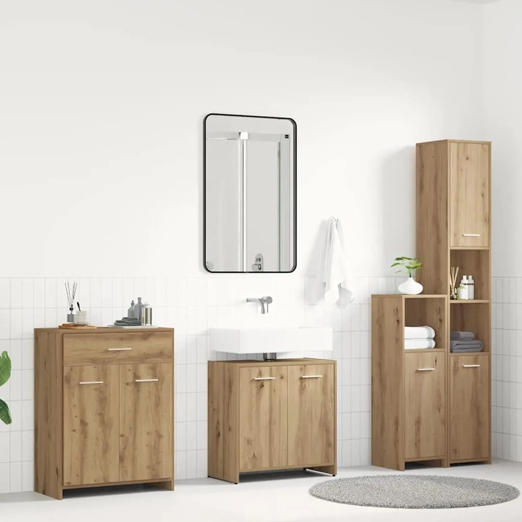 4dílná koupelnová sestava dub artisan kompozitní dřevo 3328942