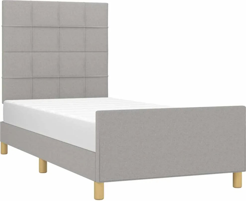 Rám postele bez matrace světle šedý 90 x 200 cm textil 3125025