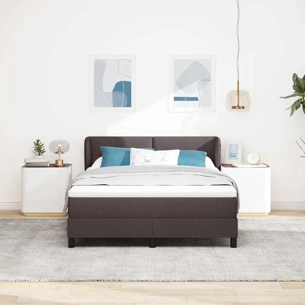 Postel s boxspringem s čelo Tmavě hnědá 160 x 200 cm textil 3340034