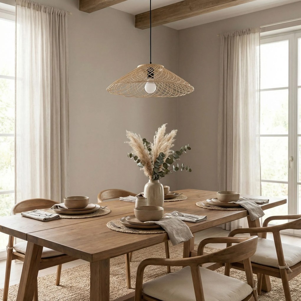 Toolight Natural, závěsné stropní svítidlo 40cm, 1xE27, APP1946-1CP, přírodní hnědá-černá, OSW-66076