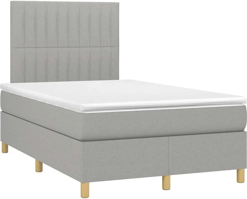 Box spring postel s matrací a LED světle šedá 120x190 cm textil 3270260