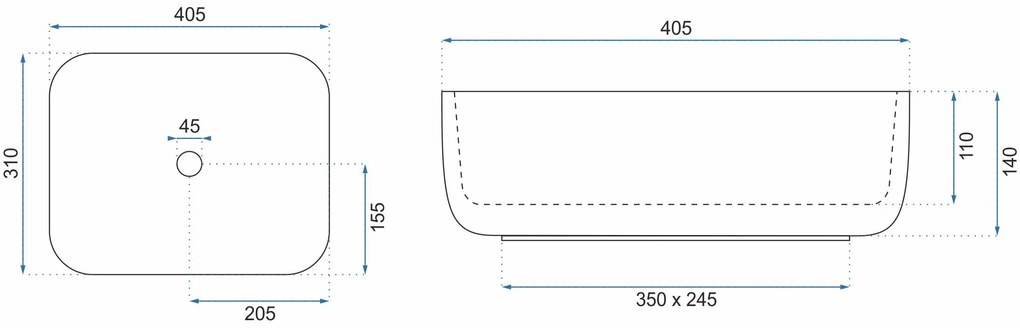 Rea Demi Mini, umyvadlo na desku 400x305x140 mm, bílá, REA-U5064