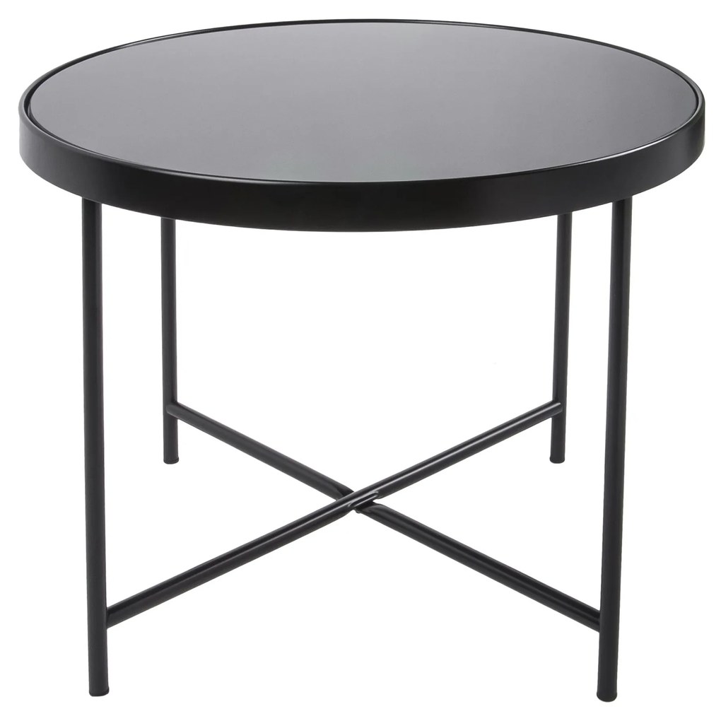 Černý Velký  stolek se skleněnou deskou Ø 60 cm × 46 cm LEITMOTIV