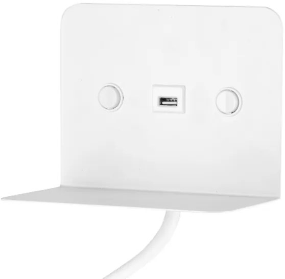 ONLI - LED Flexibilní lampička s policí a USB nabíjením PLAK LED/5W/230V bílá