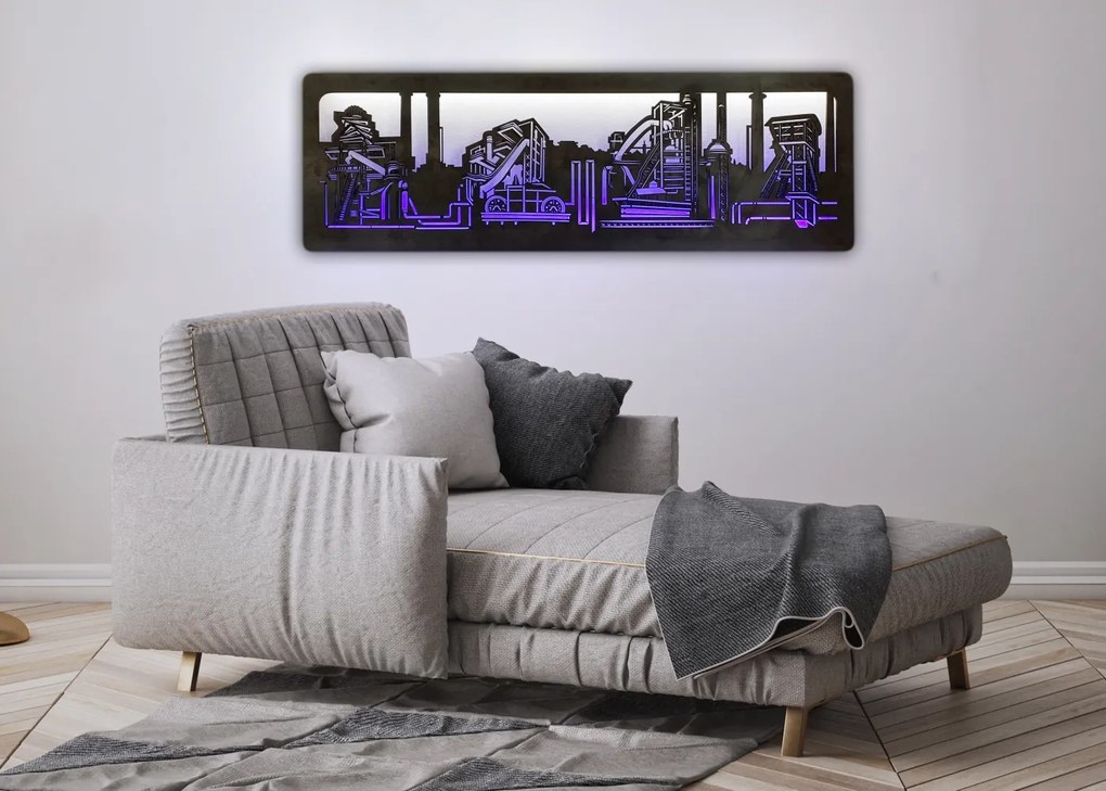 Li-Go "Železárny" světelný RGBW obraz 230V 120x40cm provedení povrchu: ořech