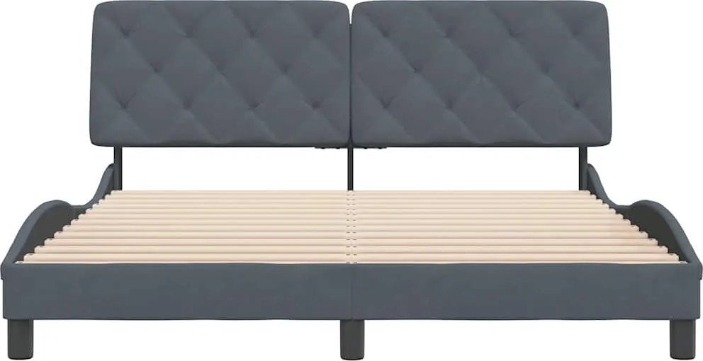 Rám postele bez matrace tmavě šedý 160 x 200 cm samet 3207930