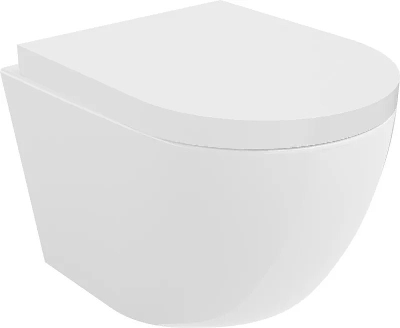 Mexen Lena, závěsná WC mísa 490x360x340 mm, Rimless Tornádo + toaletní WC sedátko z duroplastu, bílá lesklá, 30220200T