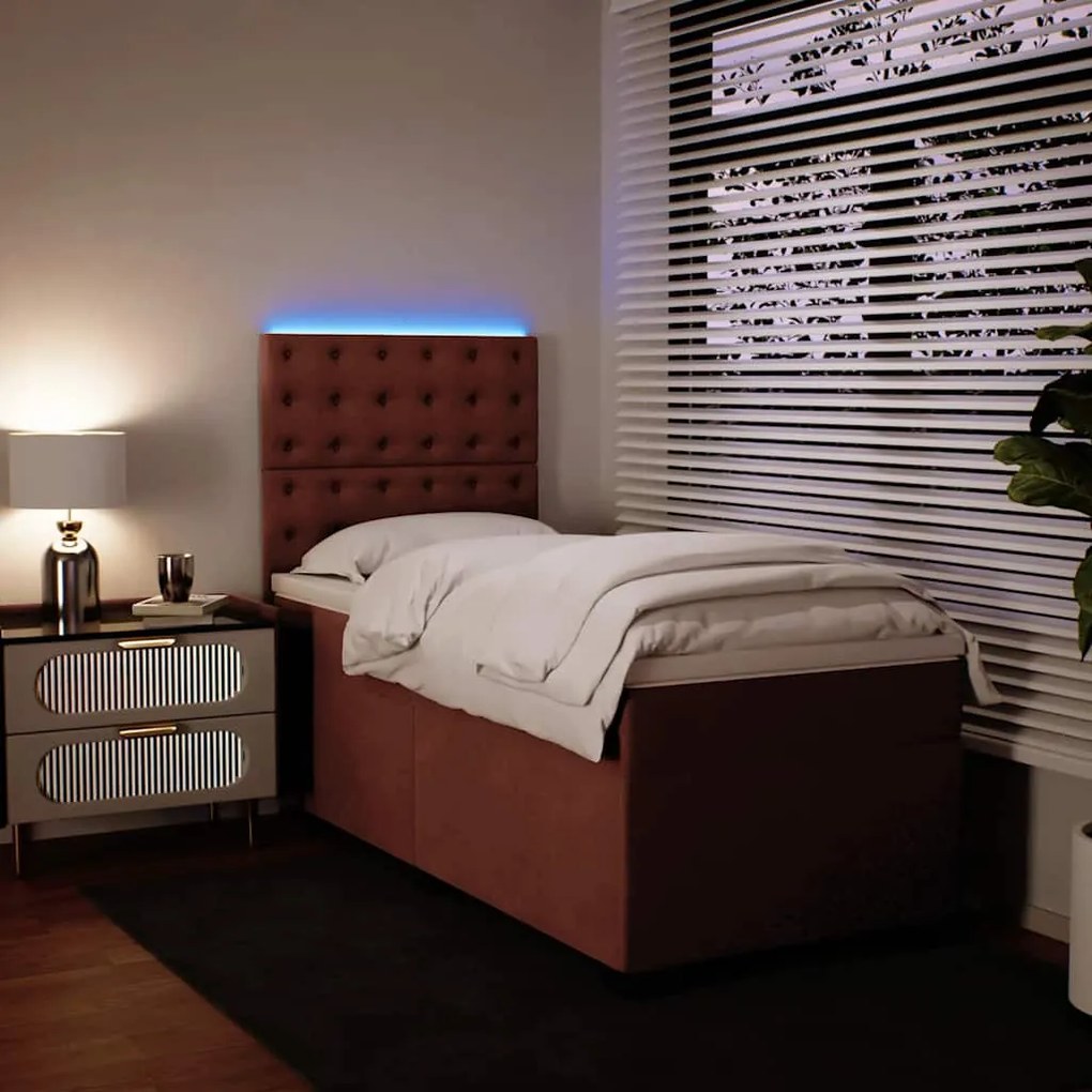 Box spring postel s matrací růžová 80 x 200 cm samet 3293079