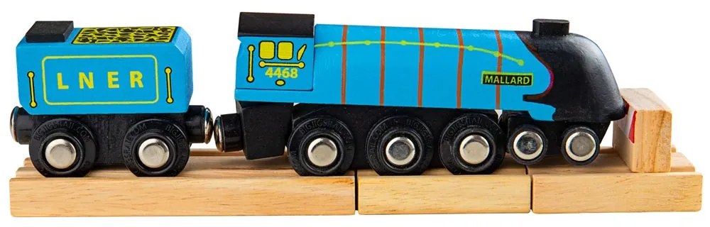 Bigjigs Rail Dřevěná replika lokomotivy Mallard + 3 koleje