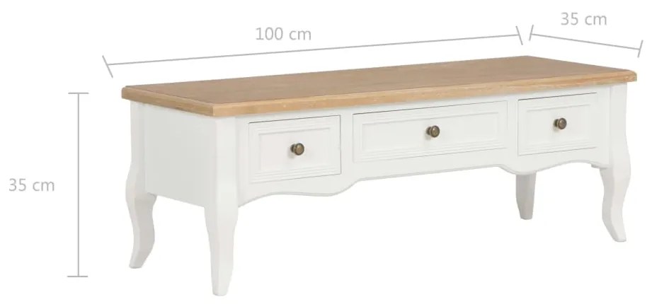 TV stolek Nandra - borové dřevo + MDF - 100x35x35 cm | bílo-hnědý
