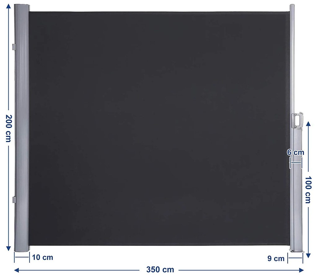 Boční markýza 200x350 cm kouřově šedá