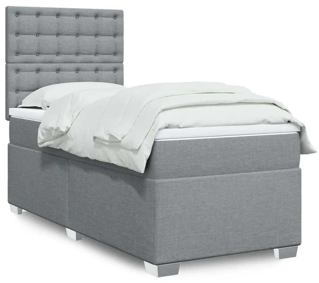 Box spring postel s matrací světle šedá 90x190 cm textil 3290357