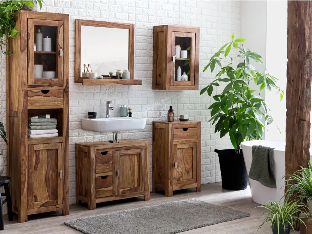 furniture-nabytek.cz - Masivní umyvadlová skříňka Lagano z palisandru, lakovaná, hnědá – 70×30×63 cm