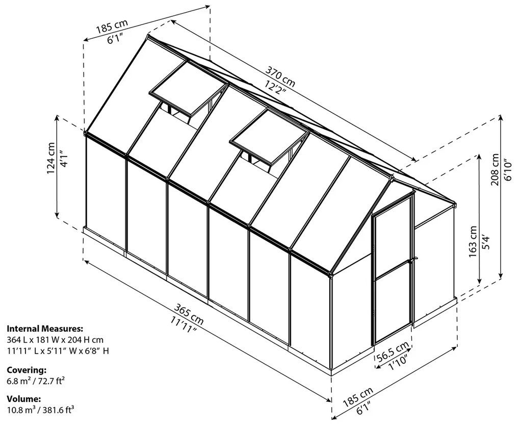 Polykarbonátový skleník Palram multiline 6x12