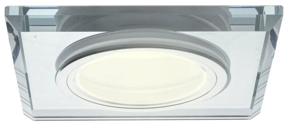 Podhledové svítidlo Glass Square, 1x skleněné/stříbrné kovové stínítko, s