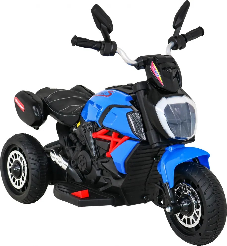 Ramiz Motorka Fast Tourist na baterie pro děti modrá + audio + světla + ekokůže