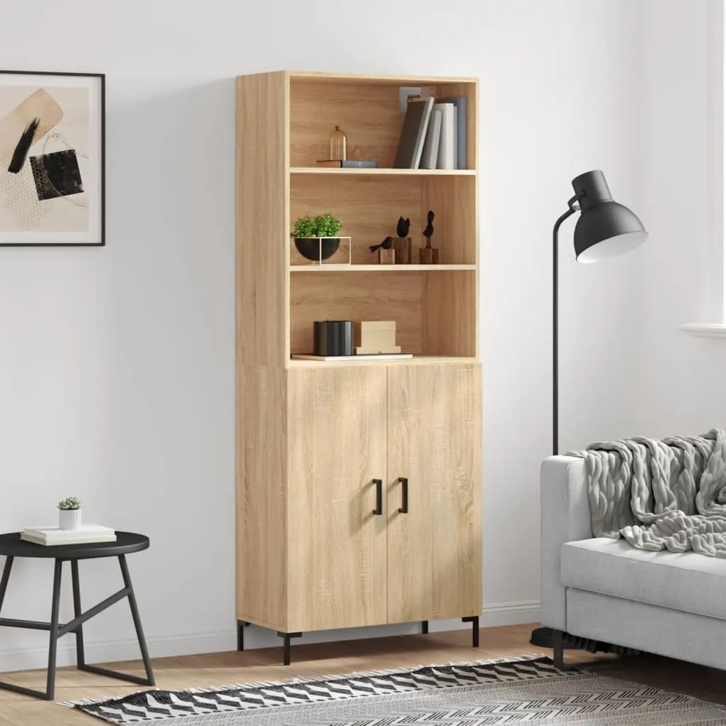 Skříň highboard dub sonoma 69,5 x 34 x 180 cm kompozitní dřevo