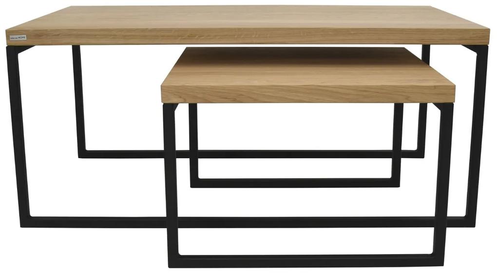 OnaDnes -20% Take Me Home Set dvou dubových konferenčních stolků Doblo 53 x 53/100 x 60 cm s černou podnoží