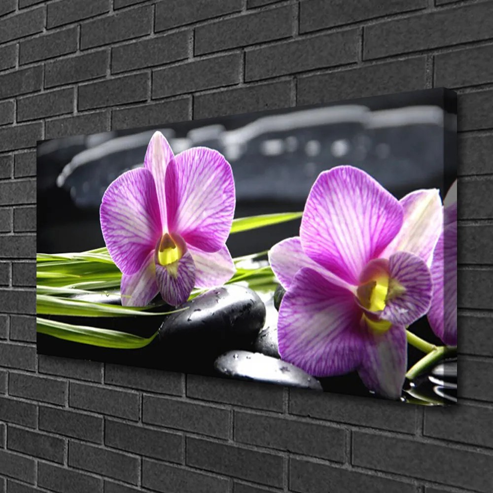 Obraz na plátně Orchidej Kameny Zen Lázně 125x50 cm