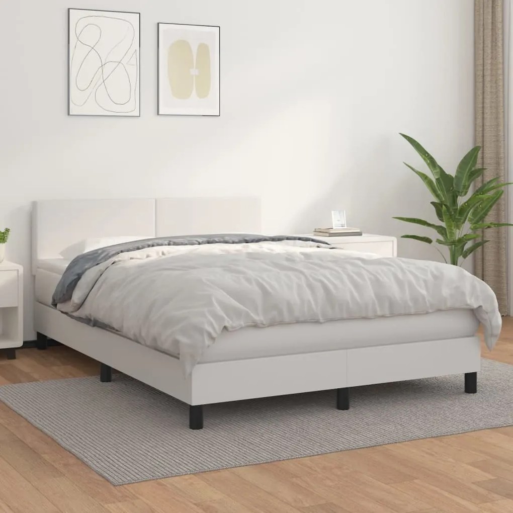 Box spring postel s matrací bílá 140x200 cm umělá kůže 3141006
