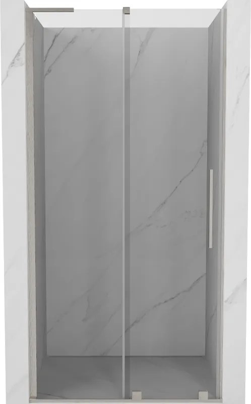 Mexen Velar L, posuvné sprchové dveře do otvoru 110 cm, 8mm čiré sklo, broušená ocel, 871-110-003-01-97