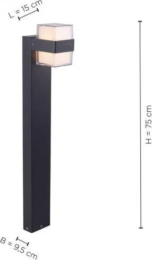 PN 9481-13 CARA LED venkovní svítidlo, osvětlení cesty, antracit, IP44, teplá bílá 3000K - PAUL NEUHAUS
